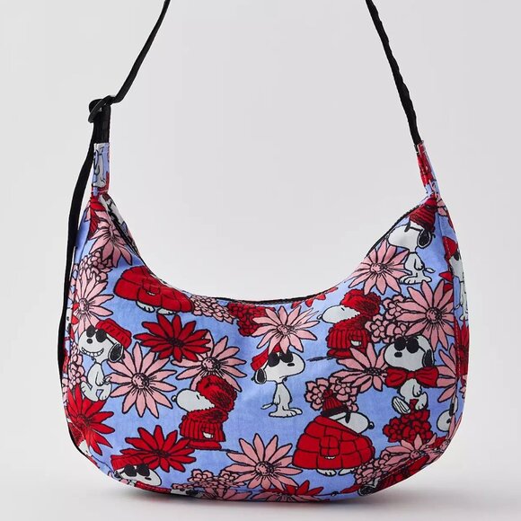BAGGU | Bags | Baggu X Peanuts Nwt Medium Crescent Bag Floral Snoopy ...